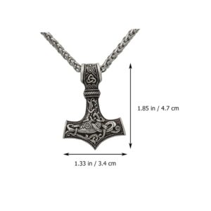 Viking Necklace Viking Mjolnir Necklace Norse Pagan Jewelry Nordic Vegvisir Mjolnir Necklace Stainless Steel Protection Amulet