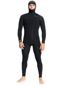 quiksilver mens everyday sessions 5/4/3 chest zip hooded wetsuit - black | medium