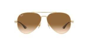 ray-ban rb3675 aviator sunglasses, gold/clear gradient brown, 58 mm