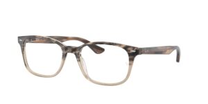 ray-ban rx5375 square prescription eyewear frames, gradient brown havana/demo lens, 53 mm