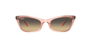 ray-ban women's rb2299 lady burbank cat eye sunglasses, transparent pink/brown vintage, 52 mm