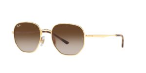 ray-ban rb3682 square sunglasses, gold/gradient brown, 51 mm