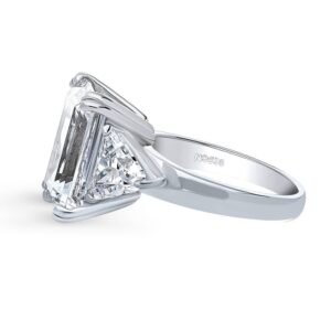 BERRICLE Sterling Silver 3-Stone Wedding Engagement Rings Emerald Cut Cubic Zirconia CZ Statement Cocktail Anniversary Ring for Women, Rhodium Plated Size 6