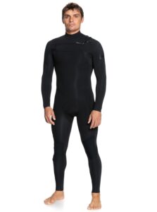 quiksilver mens 5/4/3 sessions chest zip wetsuit - black | medium