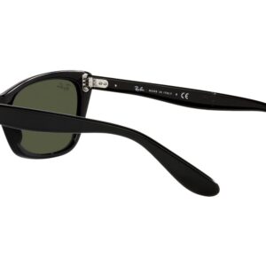 Ray-Ban Women's RB2299 Lady Burbank Cat Eye Sunglasses, Black/Green, 52 mm