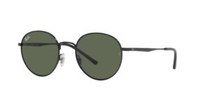 ray-ban rb3681 round sunglasses, black/dark green, 50 mm