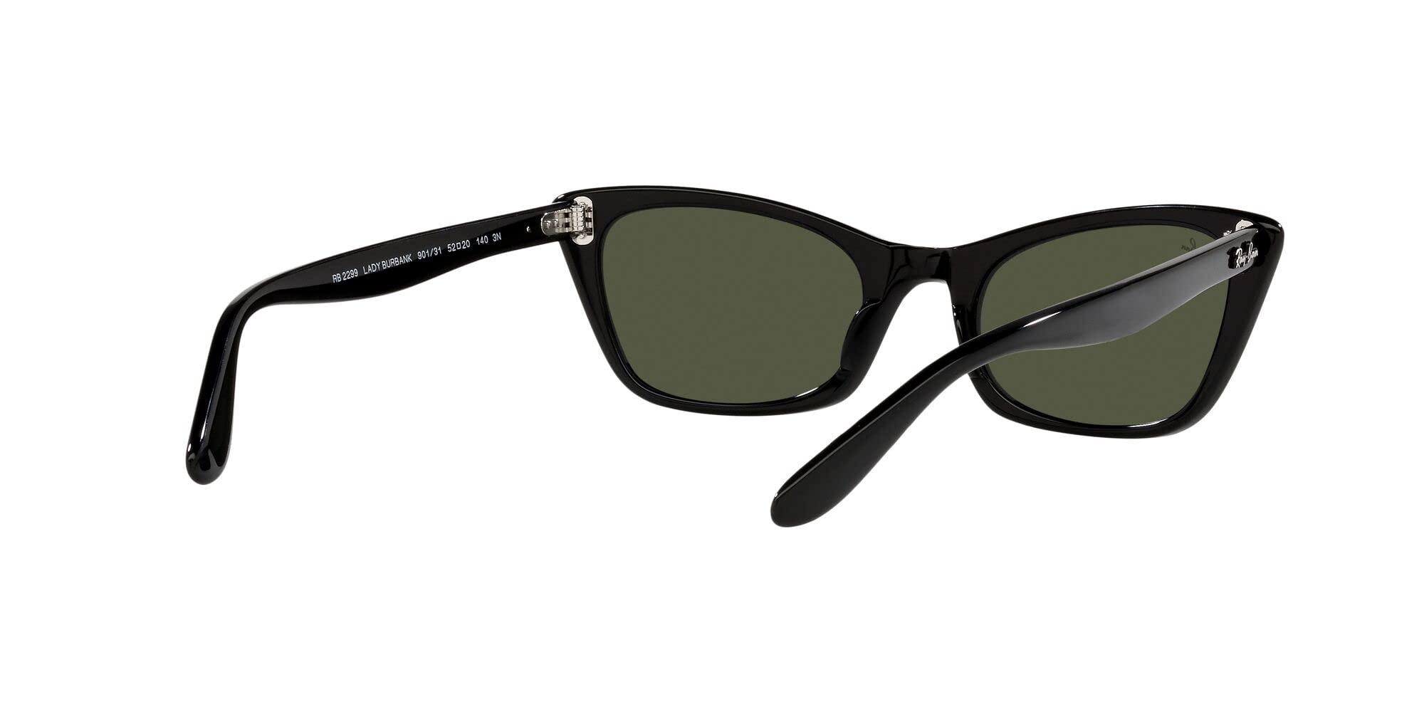 Ray-Ban Women's RB2299 Lady Burbank Cat Eye Sunglasses, Black/Green, 52 mm