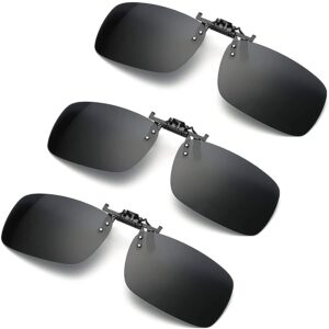 yogo vision clip on sunglasses for men women clip-on over prescription eyeglasses easy flip up polarized shades (3 pack)