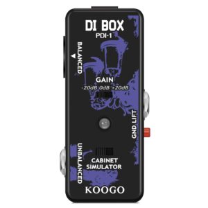 koogo direct box guitar/bass passive di box with cabinet simulator 1/4 and xlr ture bypss