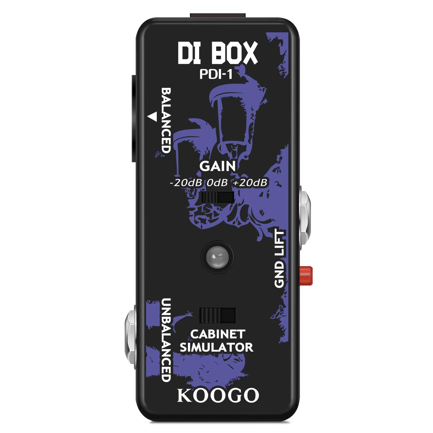 Koogo Direct Box Guitar/Bass Passive DI Box With Cabinet Simulator 1/4 and XLR Ture Bypss