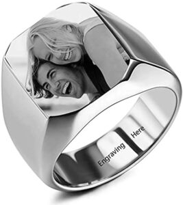 ucadrit sterling silver personalized signet ring engraving blank picture custom photo for men boys women girls memorial jewelry