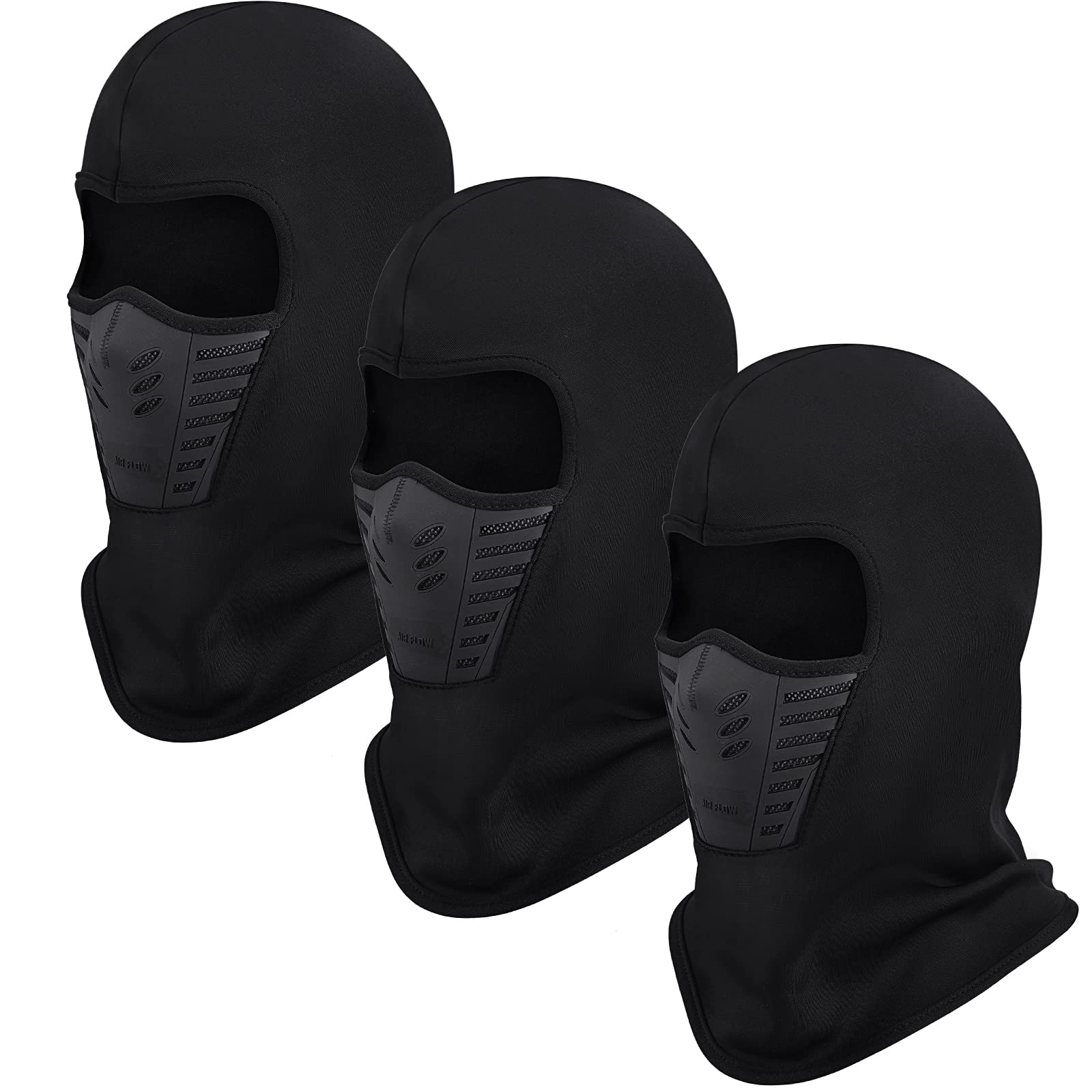 3 Pieces Winter Masks for Men Windproof Balaclava Ski Mask Face Mask for Snowboard Motorcycle Riding Cold Weather Cycling (Black)