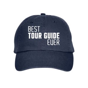 press fans - best tour guide ever hat baseball cap distressed classic polo style adjustable, u63 navy blue