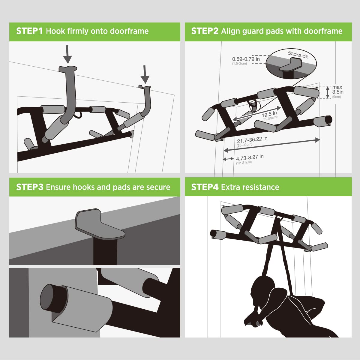 KAKICLAY 2024 Upgrade Multi-Grip Pull Up Bar with Smart Larger Hooks Technology - USA Original Patent, Designed, Shipped, Warranty