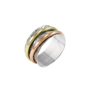 two tone spinning ring, 925 sterling silver ring, worry ring (10)