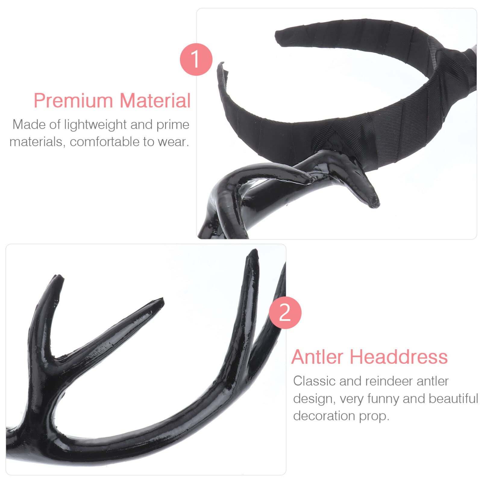 Lurrose Antler Headband Gothic Deer Horn Headband Cosplay Costume Hair Hoop for Halloween Christmas Cosplay Party