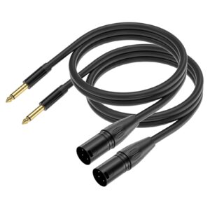 yinker xlr male to 1/4 microphone cable, 6.35mm ts to 3-pin xlr male microphone mic mord interconnect cable - 5ft/1.5m 2pack