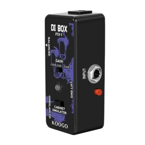 Koogo Direct Box Guitar/Bass Passive DI Box With Cabinet Simulator 1/4 and XLR Ture Bypss