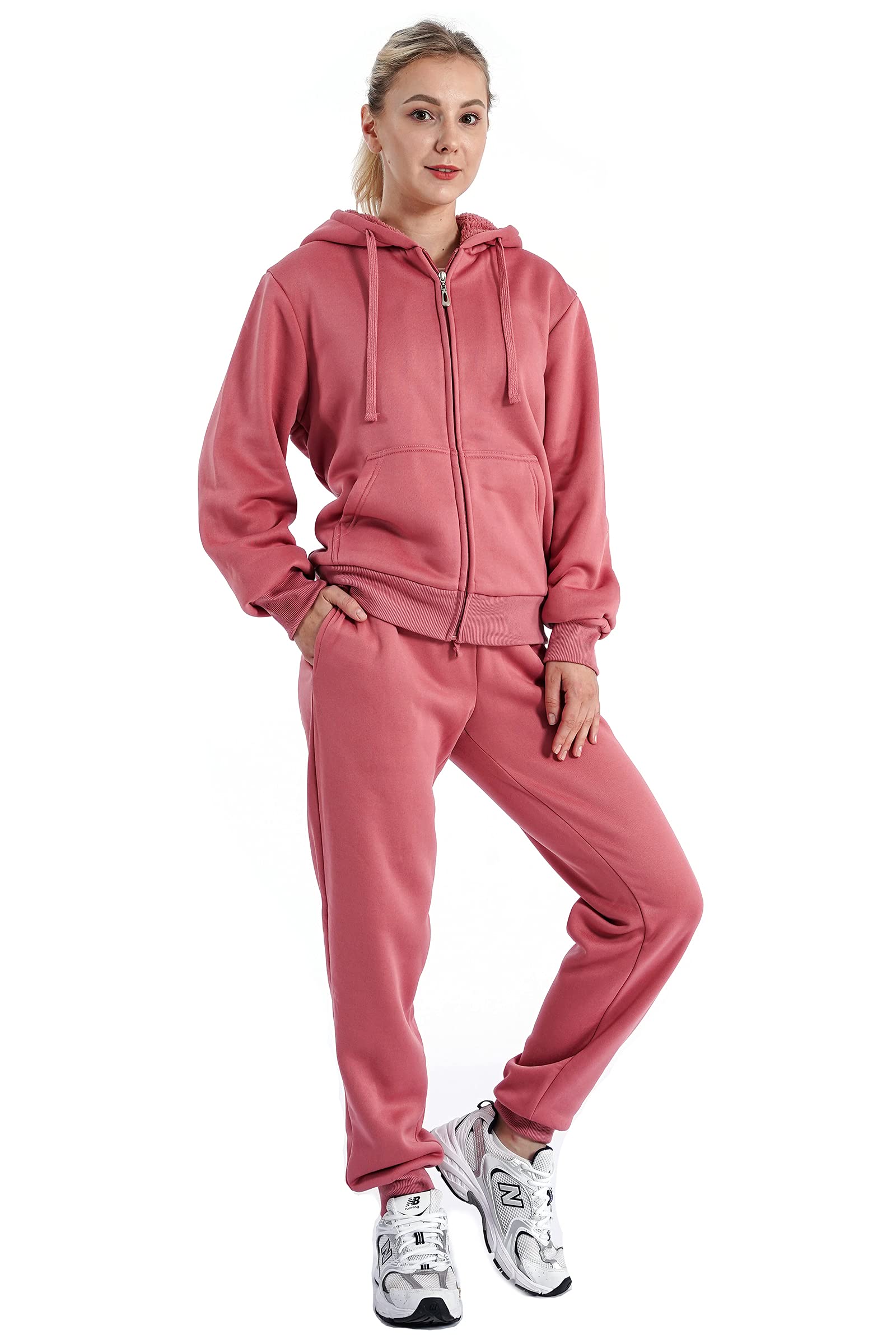 Track Suits for Women Set Sherpa lined Casual 2 Piece Outfits Sweatsuit