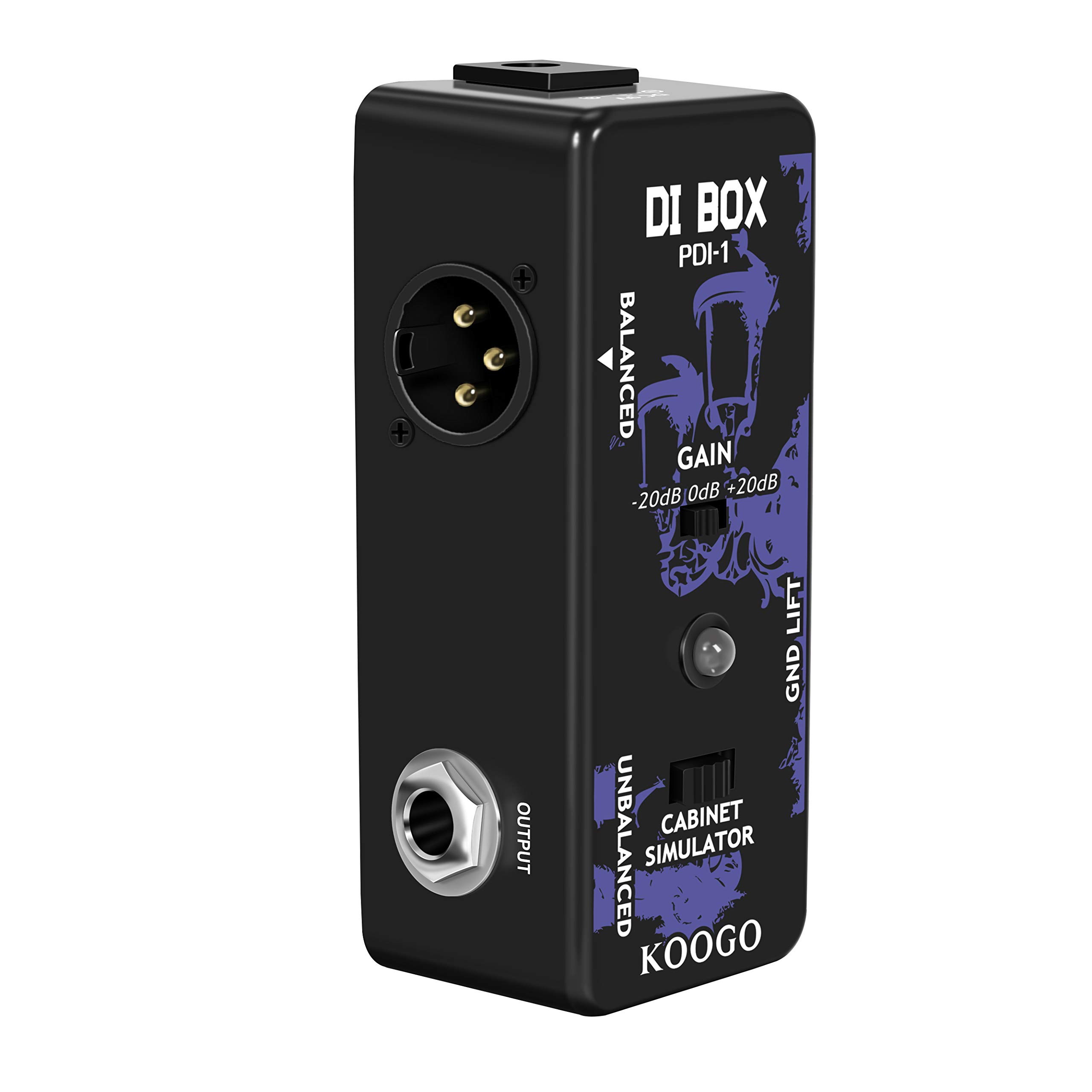 Koogo Direct Box Guitar/Bass Passive DI Box With Cabinet Simulator 1/4 and XLR Ture Bypss