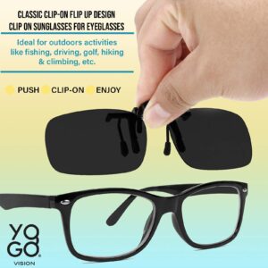 Yogo Vision Clip on Sunglasses for Men Women Clip-on Over Prescription Eyeglasses Easy Flip up Polarized Shades (3 Pack)