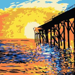 plaid west coast pier modern kit, 14" x 14" paint by numbers for adults and kids, easy-to-follow diy crafts, art supplies with a textured finish, 17879