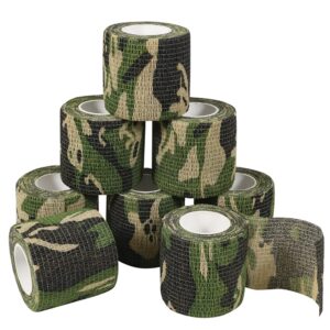 googou self adherent bandages camouflage cohesive tape camo elastic sports tape for sports hunting gear and finger wrist ankle 8pcs 2 in x 14.7 ft (camouflage)