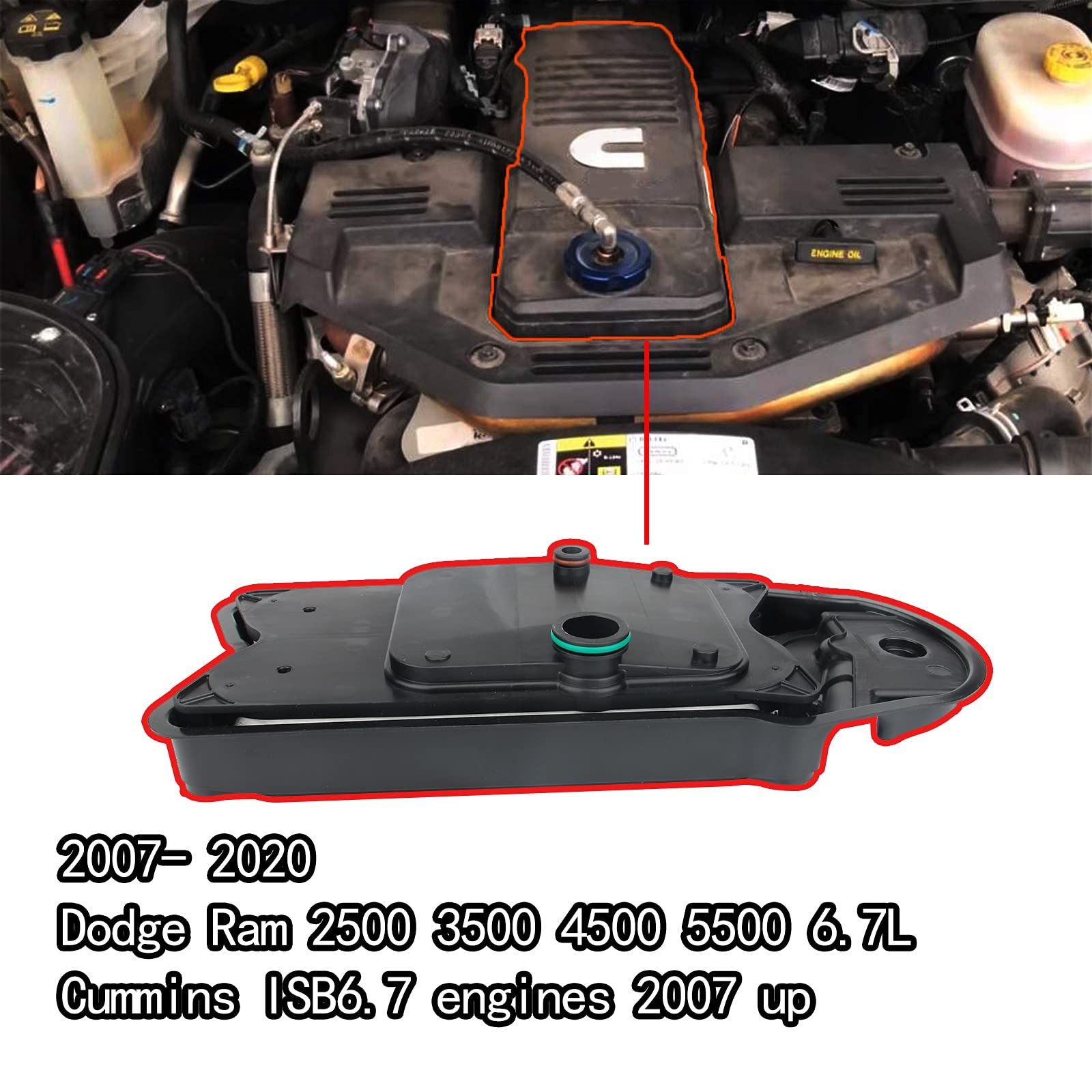 CV52001 Crankcase Filter Breather Element for Dodge Ram 2500 3500 4000 4500 5500 Cummins 6.7L, Freightliner, Blue Bird, Ford F650/750, International Trucks Replaces 904-418 4936636 68002433AC