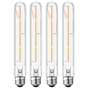 led tube bulbs,soft white 3000k,t10 dimmable led filament bulb,8.9in tubular edison light bulbs 4w dimmable tube vintage led bulbs 40 watt equivalent,e26 medium base lamp (4-pack)