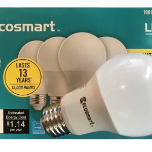 LED TECHNOLOGY EcoSmart 60-Watt Equivalent A19 Dimmable Energy Star LED Light Bulb Bright White (4-Pack)