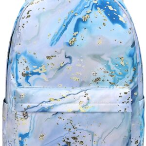 School Backpack for Teen Girls Women Laptop Backpack Marble College Bookbags Middle School Travel Work Commuter Back Pack(Marble Blue)