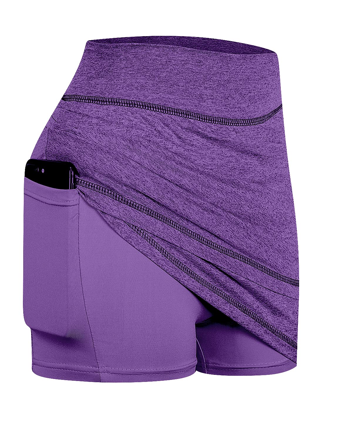 MOQIVGI Womens Golf Skirt High Waist Knee Length Casual Summer Dressy Trendy Cute Athletic Skorts Skirts with Pockets Shorts Sports Clothing Purple Medium