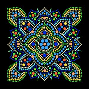 plaid traditional mandala modern dot kit, 14" x 14" paint by numbers for adults and kids, easy-to-follow diy crafts, art supplies with a textured finish, 17862