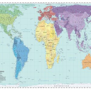 Updated Peters Projection World Map | Laminated 36" x 24” Map | Developed by Arno Peters | Most Proportionally-Accurate Land Mass Depiction | Country Size & Scale is True, Unlike Most Maps | Major Countries, Cities, & Bodies of Water Labeled