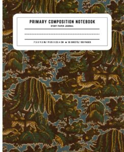 tigers primary composition book: dotted midline and picture space perfect for back to school: for grades k-2 composition school exercise book