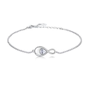 sterling silver infinity urn bracelet for ashes - s925 teardrop cubic zirconia cremation keepsake jewelry gift for women loss loved one