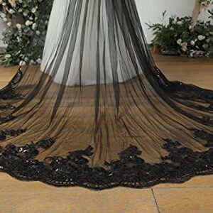 EllieHouse Womens 1 Tier Cathedral Length Wedding Bridal Veil With Comb X66 Black