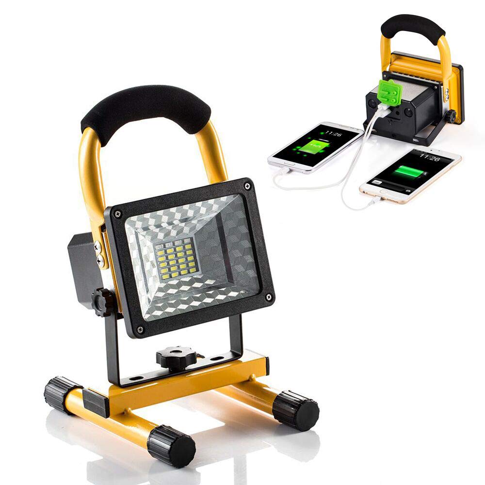 OEUUDD Work Light, 4000LM 3 Brightness Modes LED Work Lights, IPX5 Waterproof Flood Lights, 6000K Daylight Portable Work Lights with Stand Perfect for Workshop, Construction Site, Job Site