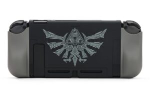 powera console shield for nintendo switch - silver hyrule crest, nintendo switch, protective case, gaming case, grip, console case, accessories storage, officially licensed