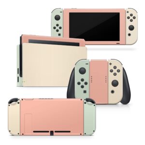 tacky design pastel classic skin compatible with nintendo switch skin wrap, color blocking, compatible with nintendo switch stickers skin, premium 3m vinyl full cover decal