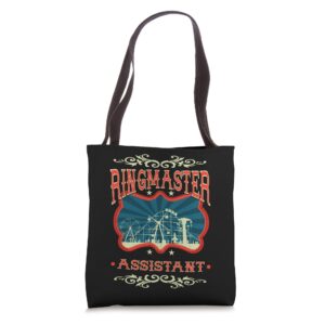 ringmaster assistant circus carnival birthday theme party tote bag