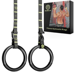 gymnastic rings with adjustable straps, gymnastics rings for men with anti-slip tape, all-in-one suspension trainer straps, strong buckle pull up rings with straps for gym, exercise, workout, crossfit