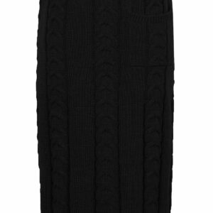 CHARTOU Women's Winter Chunky Cable Knit Long Skirt 2 Piece Outfit Sweater Sets (Large, Black)