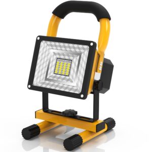 oeuudd work light, 4000lm 3 brightness modes led work lights, ipx5 waterproof flood lights, 6000k daylight portable work lights with stand perfect for workshop, construction site, job site