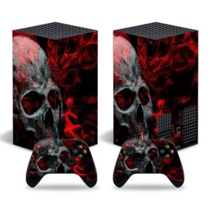 domilina full body vinyl skin stickers decal cover for series x console & controllers(blood skull)