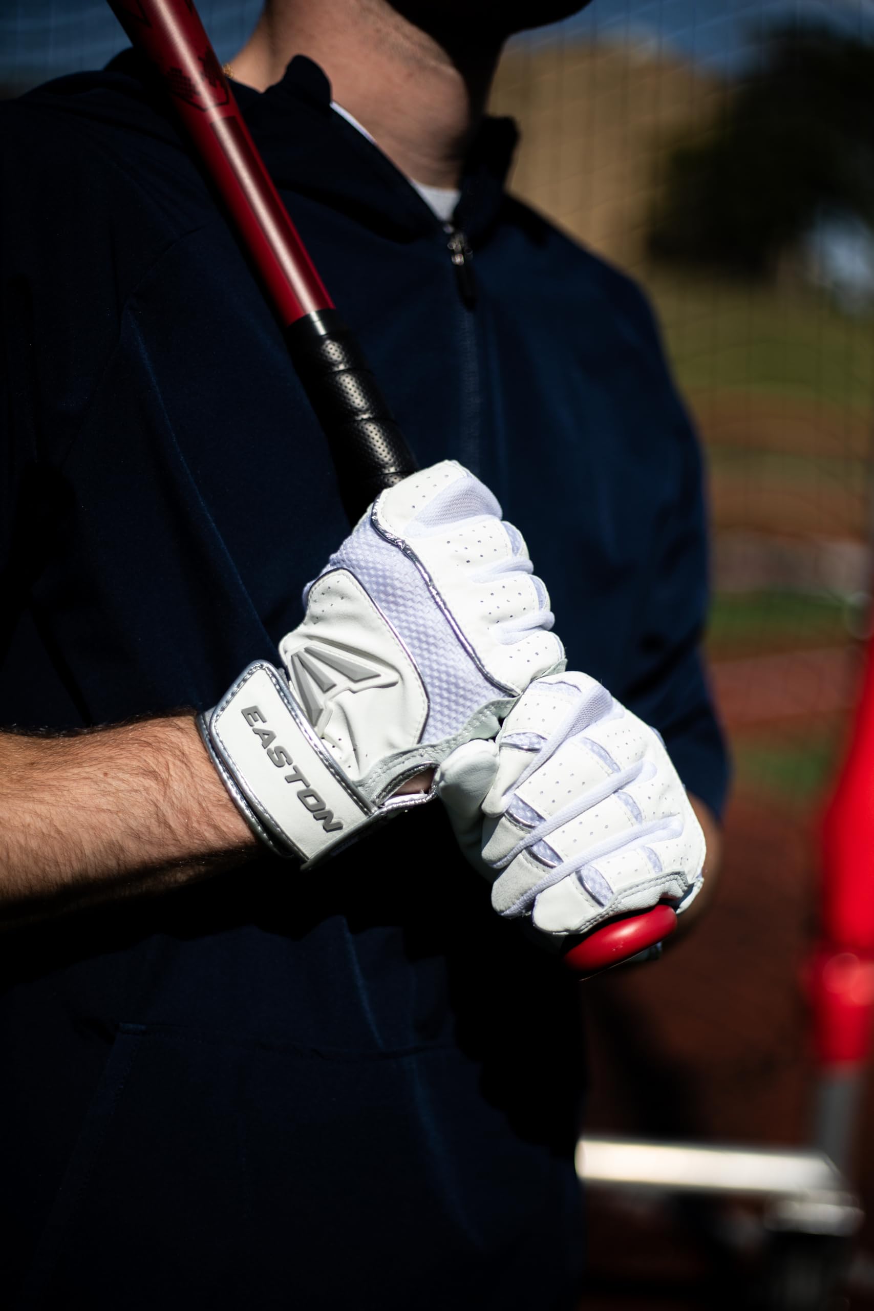 Easton | WALK-OFF NX Batting Gloves | Baseball/Softball | Youth Small | Caramel/Carolina Blue