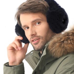 Telepepe Ear muffs for Men Women, Heated Ear Muff Warmer Rechargeable battery 2000 mAh (Navy Blue)