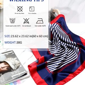 SATINIOR 4 Pcs Sailor Scarf Satin Flight Attendant Scarf 23.6 Inches Square Neck Scarf for Women Silk Feeling Hair Wraps