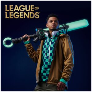 League of Legends, Life-Size Ekko’s Bat, Over 3 Feet with 15+ Iconic Lights and Sounds, Premium Cosplay, Display Stand, Champion Collection, for Ages 14 and Up