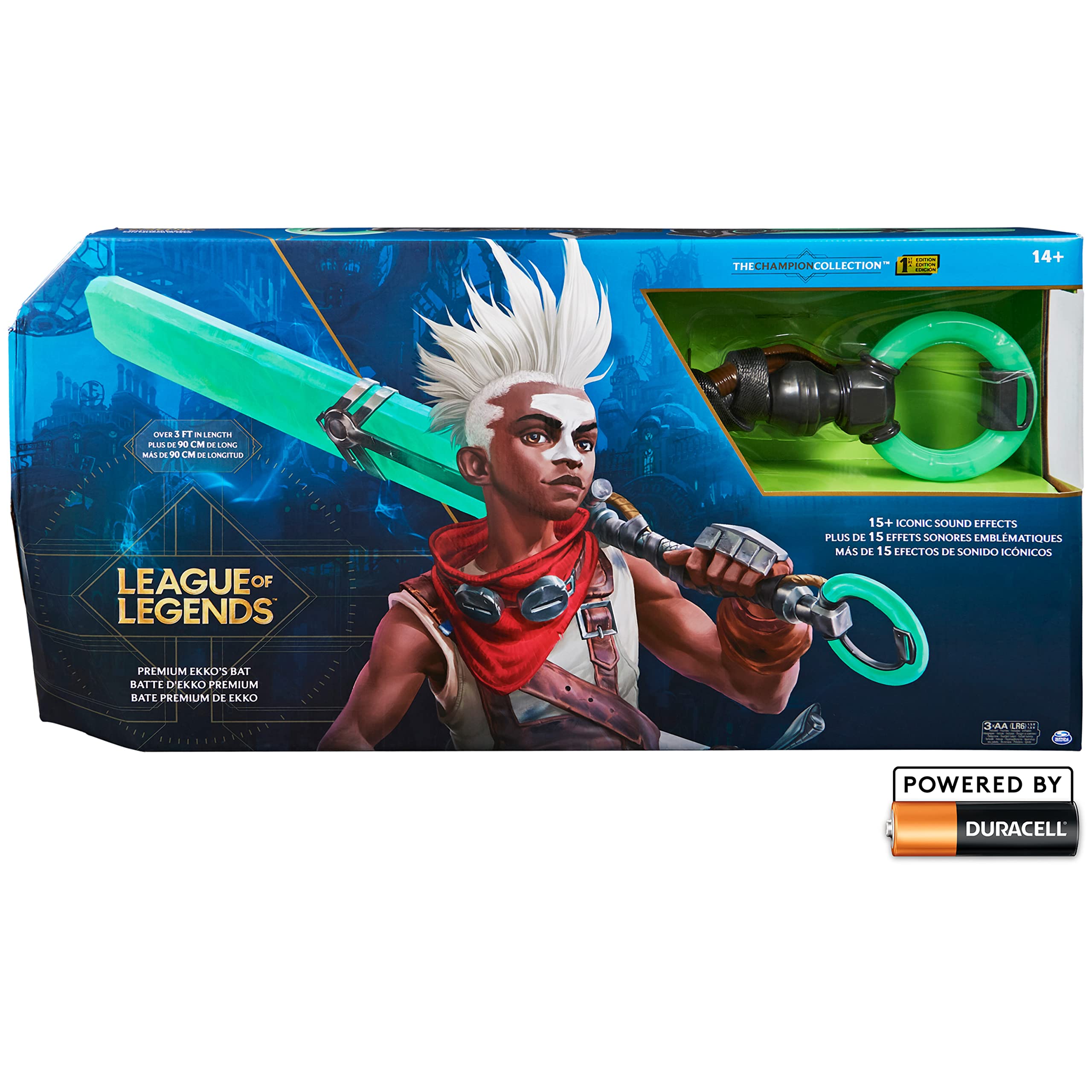 League of Legends, Life-Size Ekko’s Bat, Over 3 Feet with 15+ Iconic Lights and Sounds, Premium Cosplay, Display Stand, Champion Collection, for Ages 14 and Up